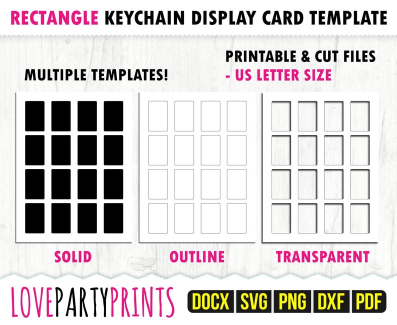 Rectangle Keychain Display Card Template SVG PDF Png Dxf - Etsy