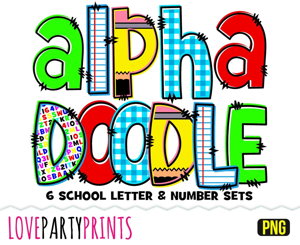 Back to School Alphabet Doodle Bundle Uppercase & Lowercase - Etsy