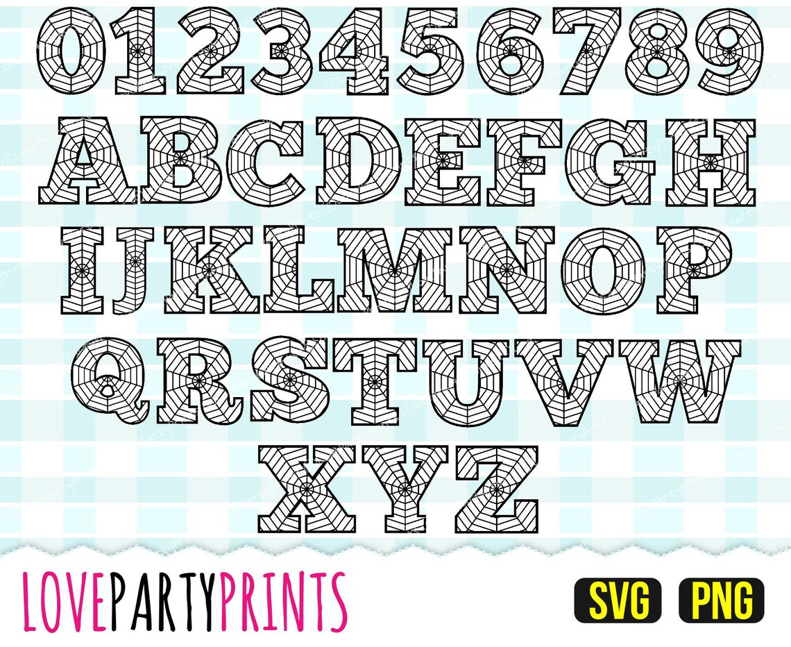 SPIDER WEB Alphabet and Numbers SVG and Png Halloween Banner - Etsy