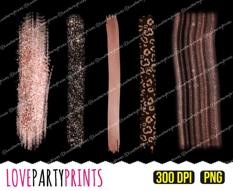 Rose Gold Brush Strokes Clipart PNG Format 300dpi Rose Gold - Etsy
