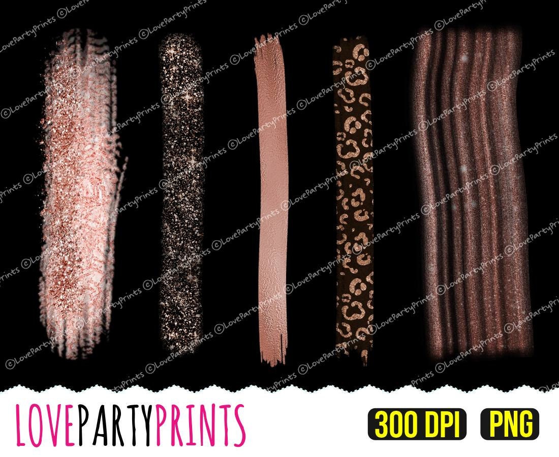 Rose Gold Brush Strokes Clipart PNG format 300dpi rose gold | Etsy