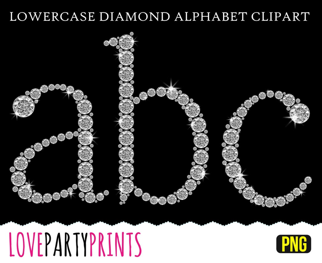 DIAMOND LETTERS Clipart PNG Files Full Diamond Alphabet - Etsy