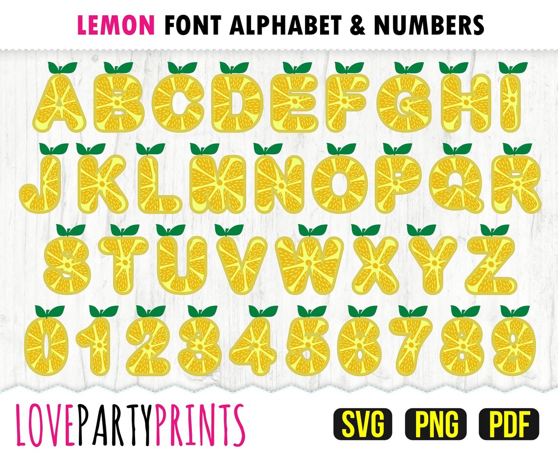 LEMON FONT SVG Png and Pdf Files 300dpi High Quality - Etsy