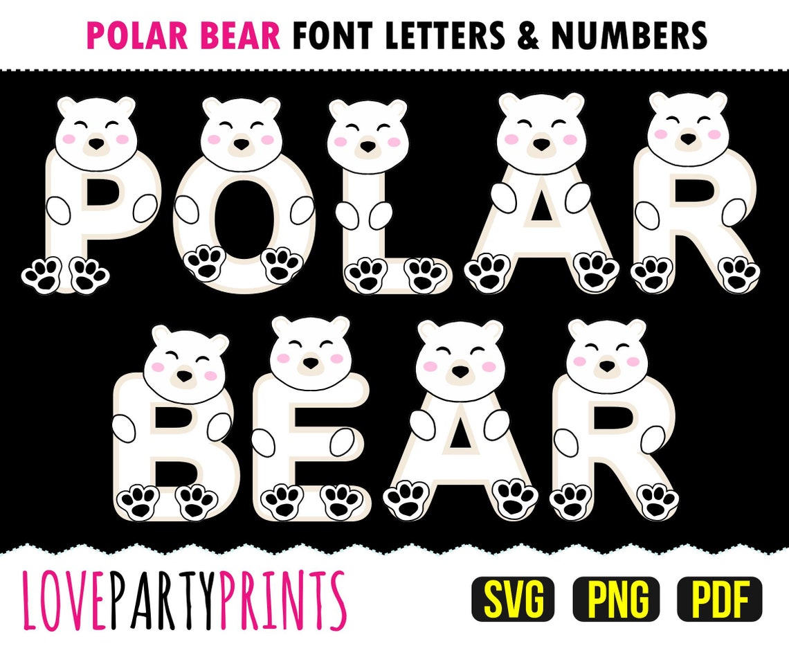 POLAR BEAR FONT Svg Png and Pdf Files Polar Bear Alphabet - Etsy UK