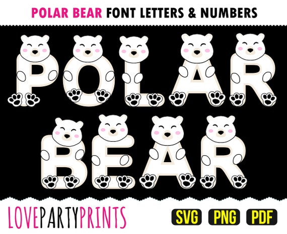 POLAR BEAR FONT Svg Png and Pdf Files Polar Bear Alphabet - Etsy UK