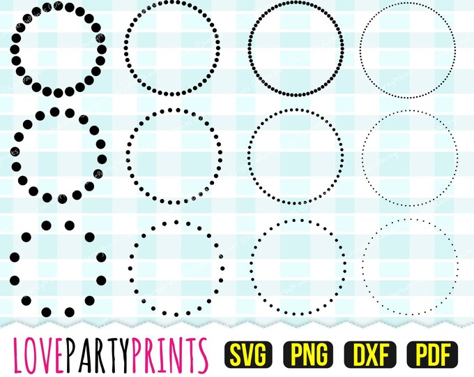 Dotted Circles SVG DXF PNG Pdf Circle Monogram Frames | Etsy
