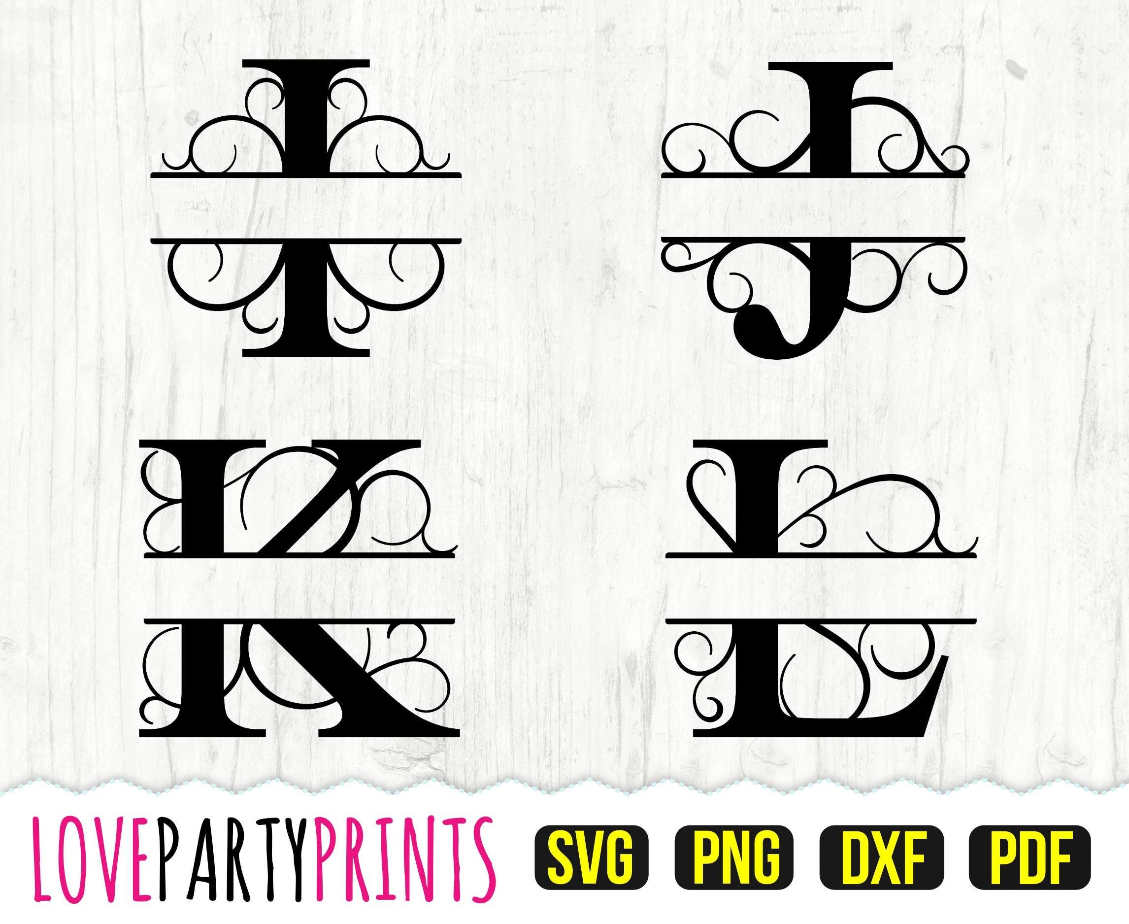Split Letter Monograms Svg Png Dxf Pdf Full Alphabet Etsy