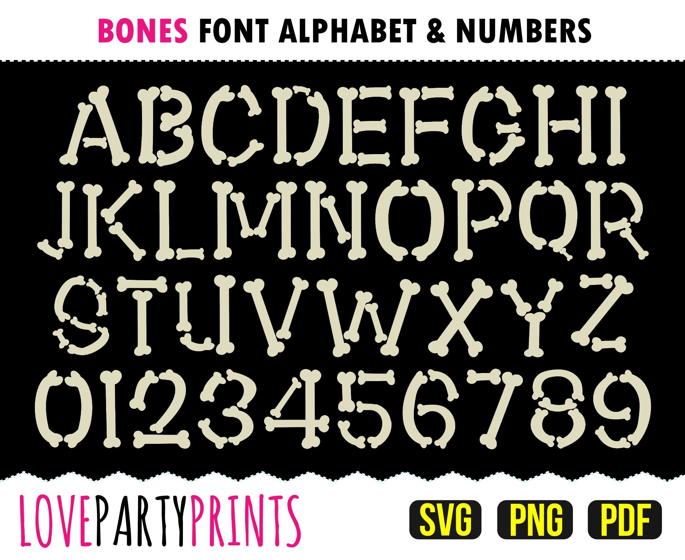 Bones Alphabet Svg Png Pdf Bones Font Bones Numbers Bones - Etsy UK