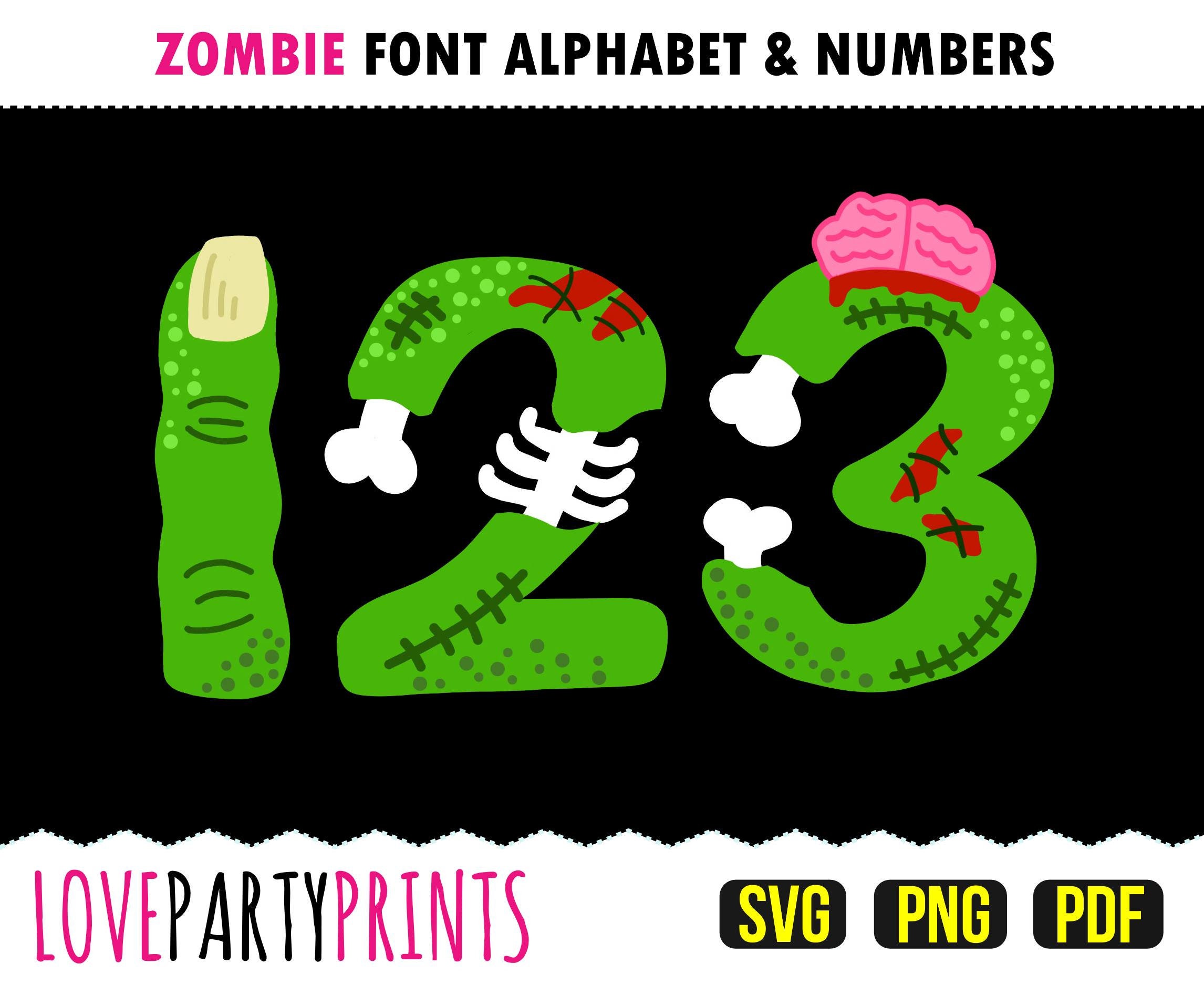 Zombie Font SVG, PNG, Pdf, Full Alphabet and Numbers, Zombie Horror ...