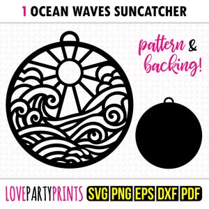 Ocean Waves Suncatcher SVG, Dxf, Png, Pdf, Eps, Window Ornament Sun ...