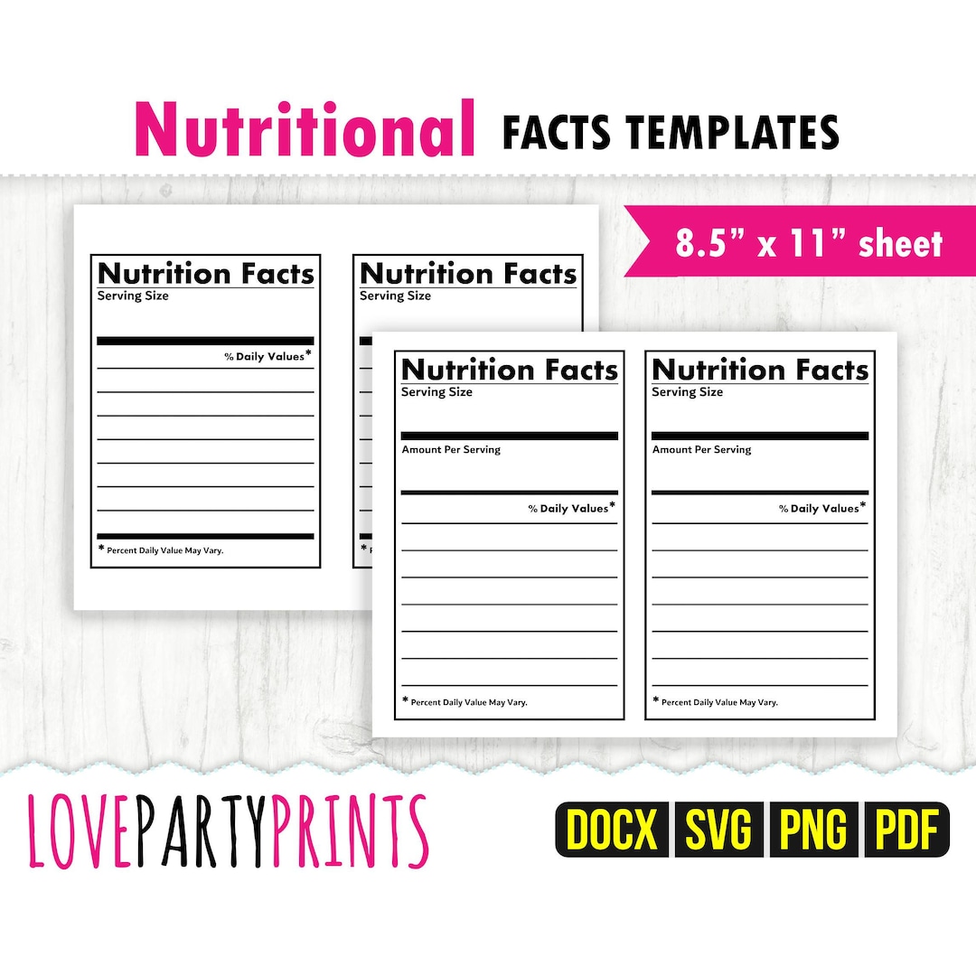 Blank Nutrition Facts Svg, Pdf, Png, Nutritional Fact Label Template ...