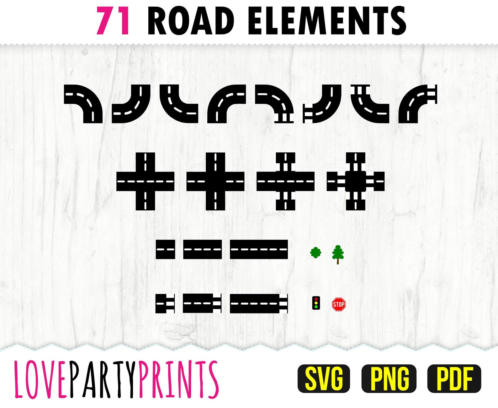 Road Templates SVG PNG PDF Race Track Elements Road Blocks - Etsy