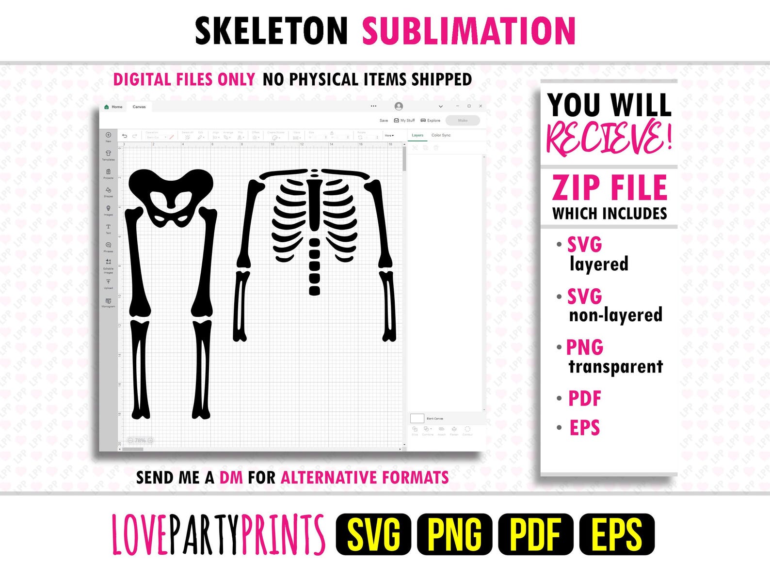 Skeleton Costume SVG Bundle, EPS, PNG, Pdf, Halloween Skeleton Rib Cage ...