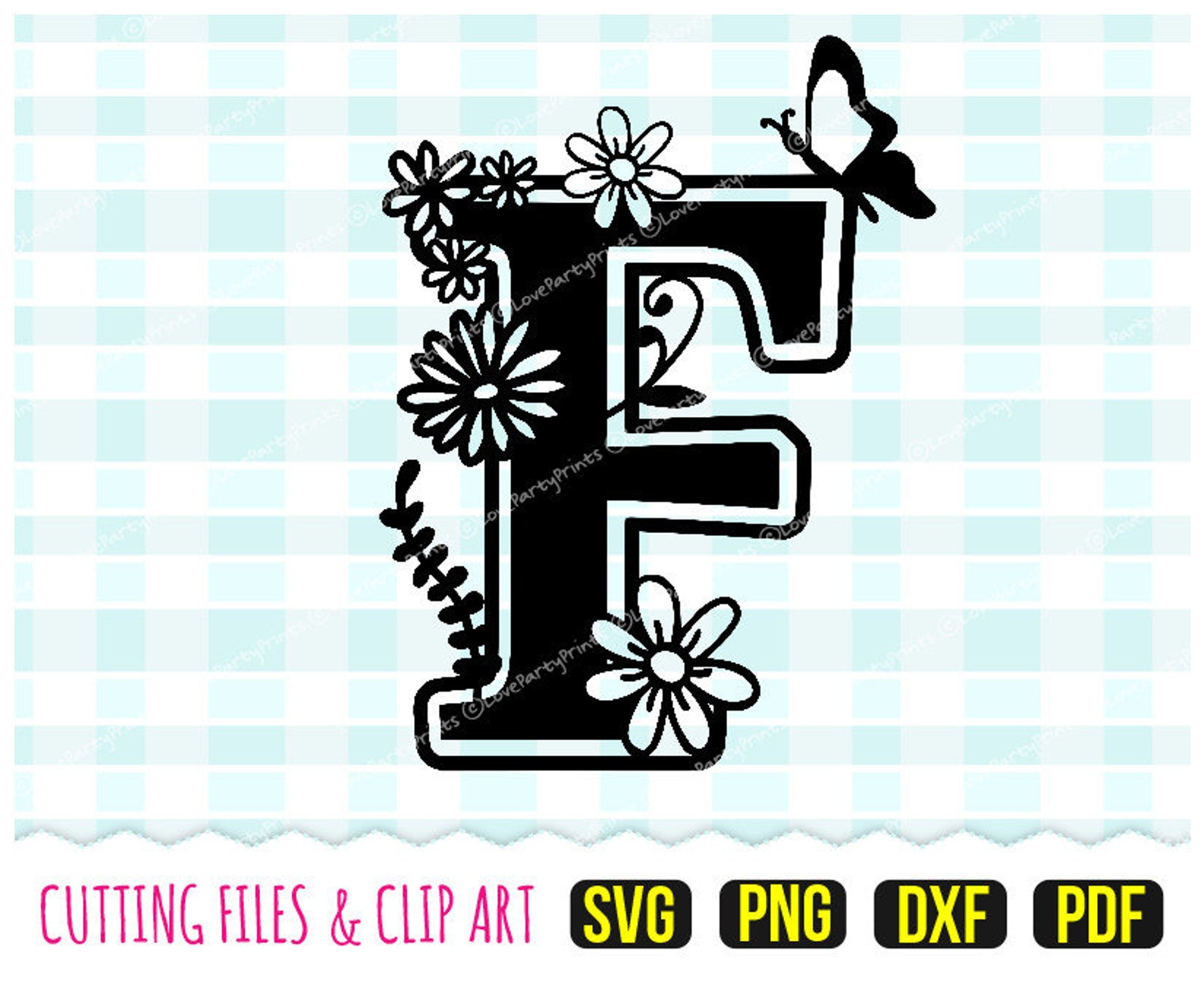Floral Letter F Svg DXF PNG PDF Initial Svg Vector Files - Etsy