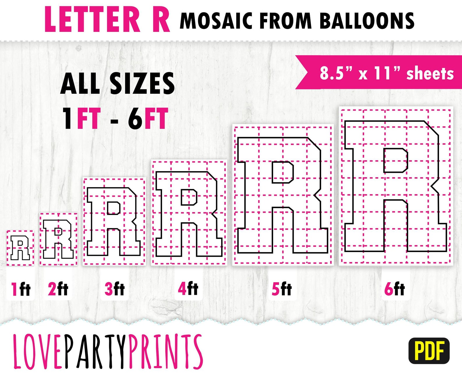 Square Letter R Mosaic From Balloons Mosaic Template 1ft - Etsy