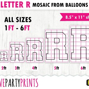 Square Letter R Mosaic From Balloons Mosaic Template 1ft - Etsy