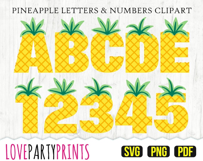 PINEAPPLE FONT SVG Png and Pdf Files 300dpi High Quality | Etsy