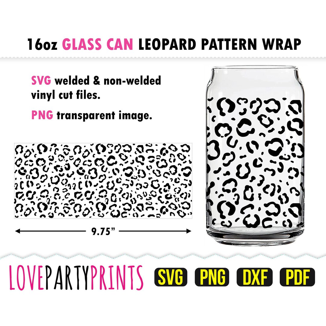 Leopard Can Glass Wrap SVG, DXF, PNG, Pdf, Cheetah Glass Can Wrap Svg ...