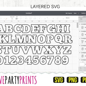 OUTLINE LETTERS and Numbers SVG Png and Pdf Files 300dpi | Etsy UK