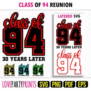Reunion Class 94 SVG Png Pdf Eps, Class of 1994, 90s Graduate Senior ...