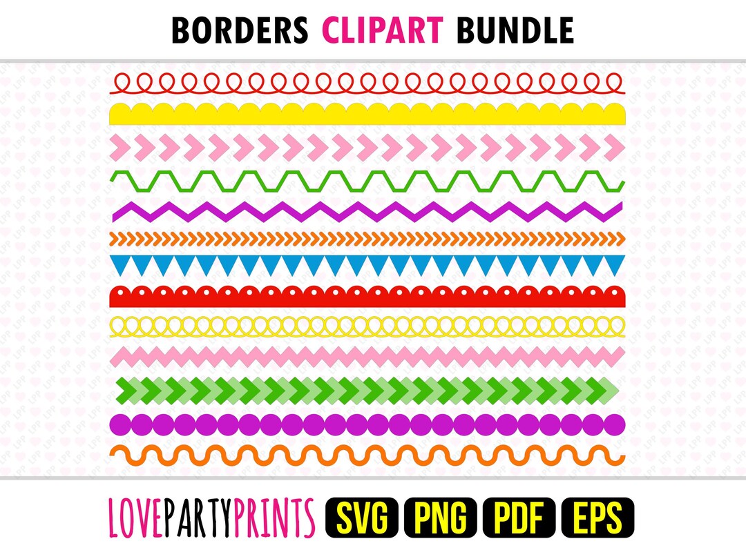 Borders Clipart Bundle, SVG, PNG EPS Pdf, 30 Banner Templates, Colorful ...