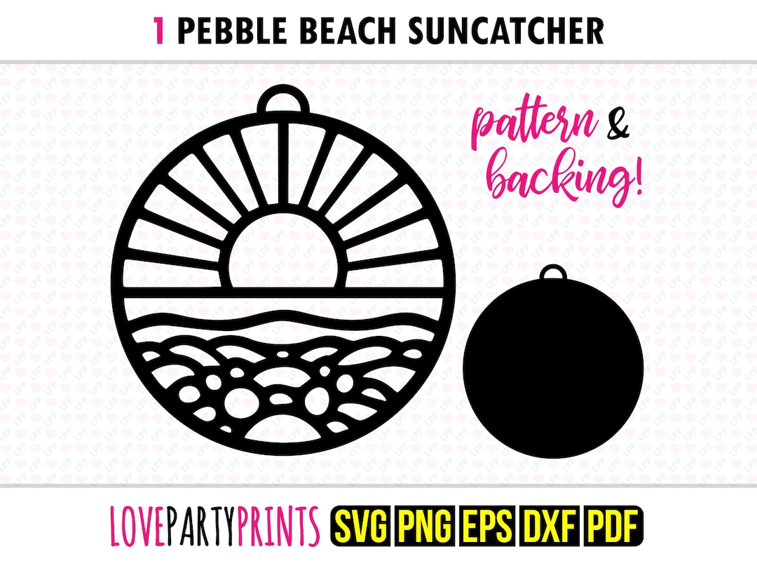 Pebble Beach Suncatcher SVG, Dxf, Png, Pdf, Eps, Window Ornament Sun ...
