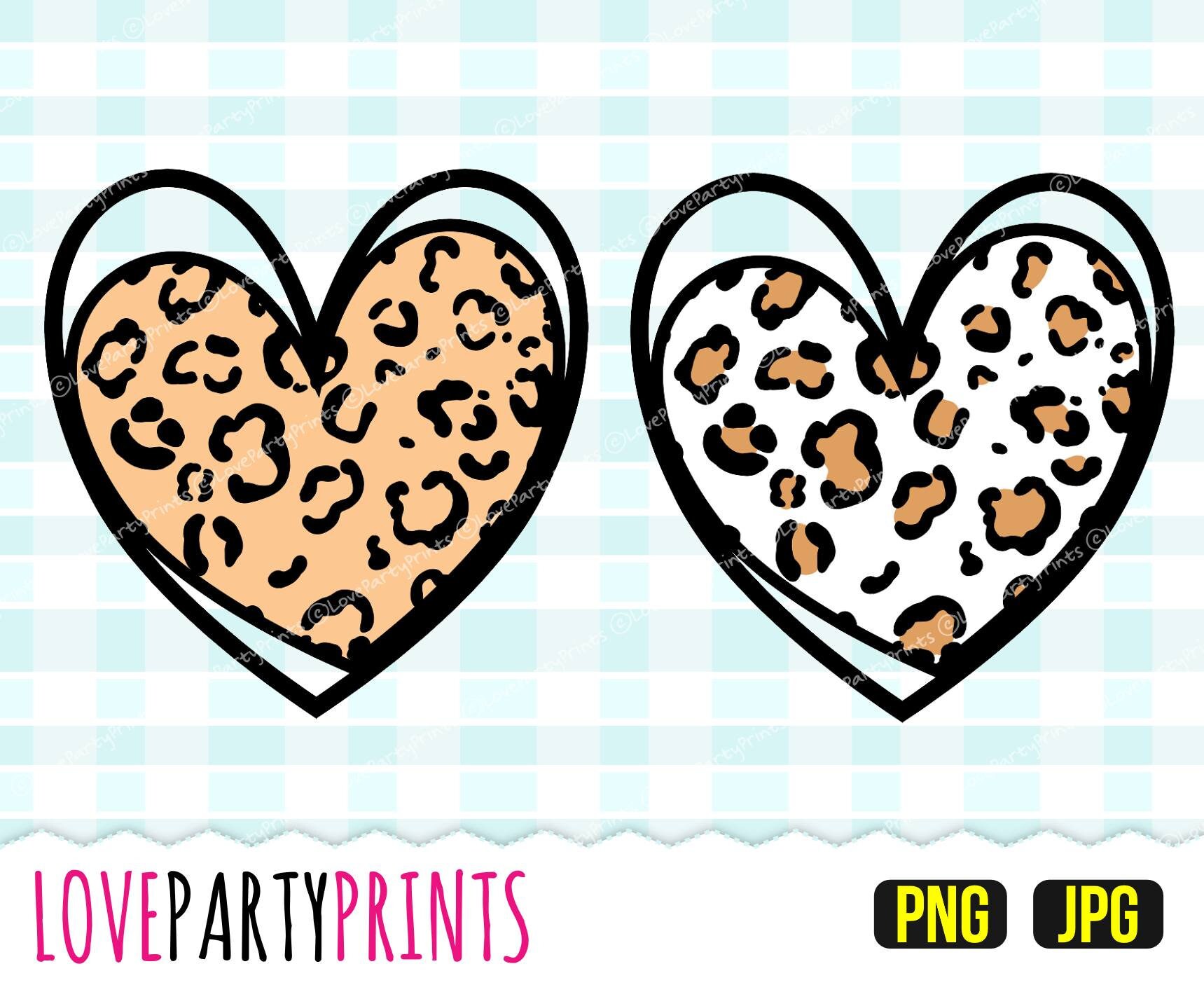 Leopard Heart PNG and JPG, Clipart, Leopard Glitter Hearts, Leopard ...