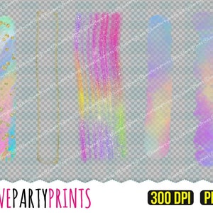 Rainbow Brush Strokes Clipart, PNG Format 300dpi, Rainbow Glitter ...
