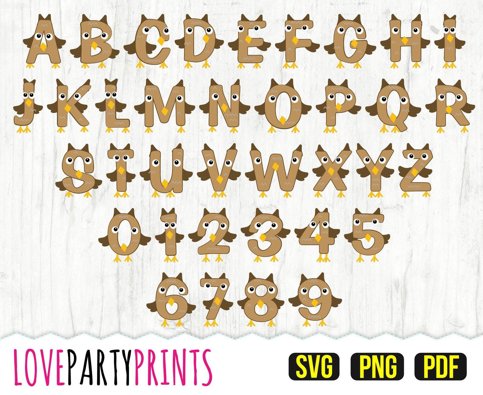 OWL FONT SVG Png and Pdf Files Owl Alphabet Owl Numbers - Etsy UK