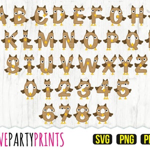 OWL FONT SVG Png and Pdf Files Owl Alphabet Owl Numbers - Etsy UK