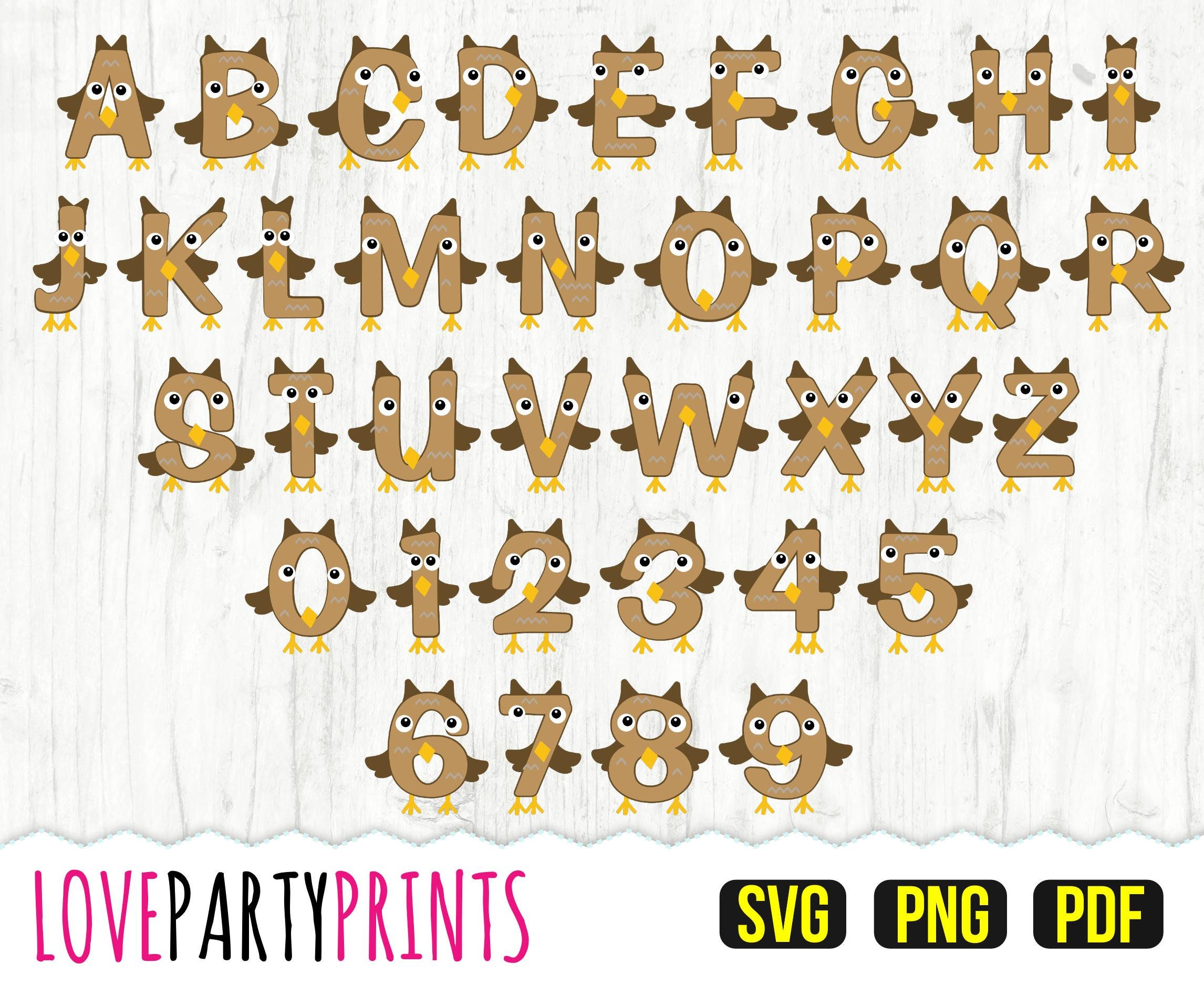 OWL FONT SVG Png and Pdf Files Owl Alphabet Owl Numbers - Etsy UK