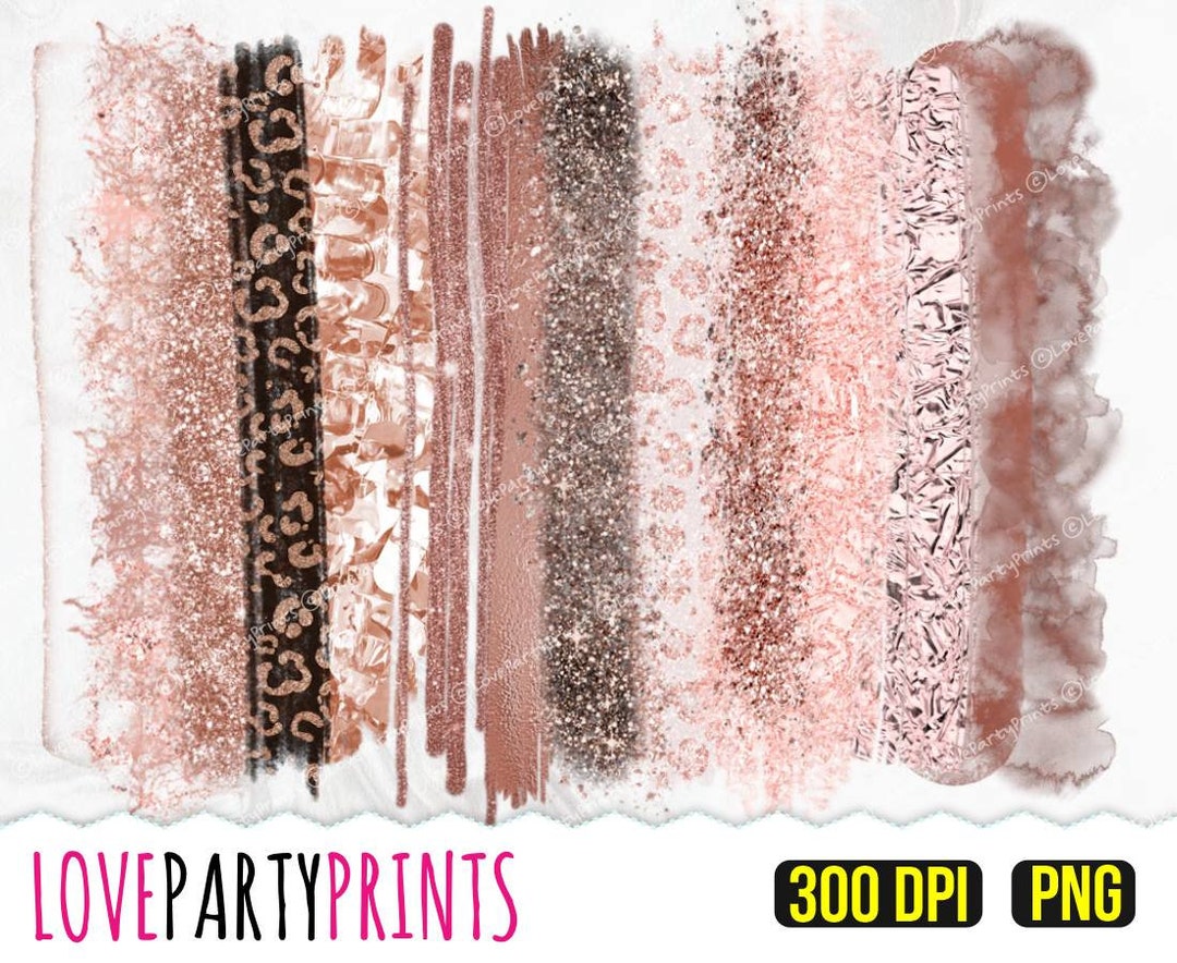 Rose Gold Brush Strokes Clipart PNG Format 300dpi Rose Gold - Etsy