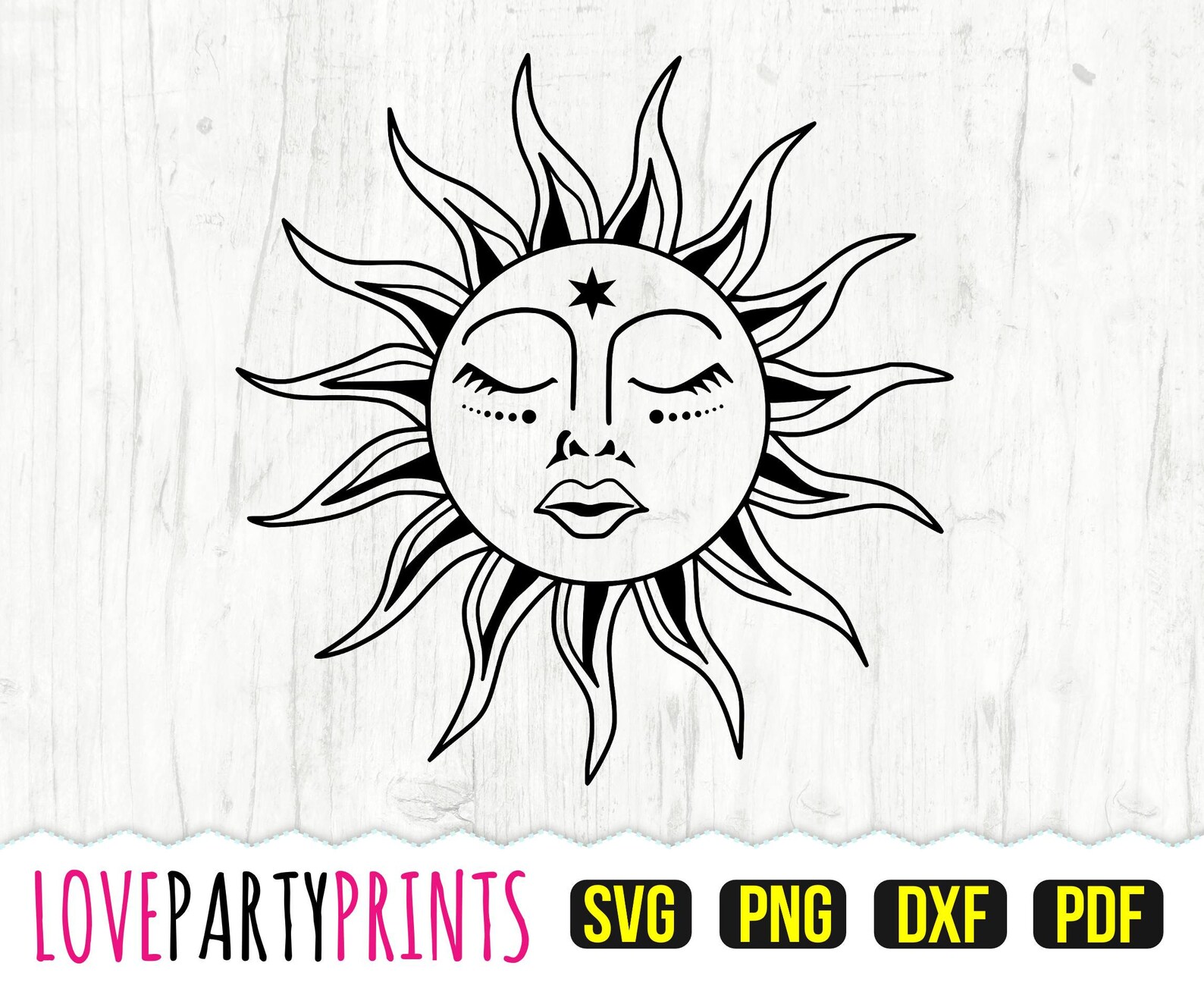 Celestial Sun Moon SVG DXF PNG Pdf Celestial Sun Svg - Etsy