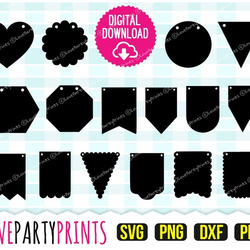 16 Bunting Flag Templates Svgscalloped Banner SVG DXF PNG Eps - Etsy