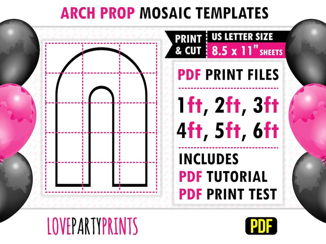 Arch Prop Template PDF, 1ft, 2ft, 3ft, 4ft, 5ft, 6ft, Chiara Mosaic ...