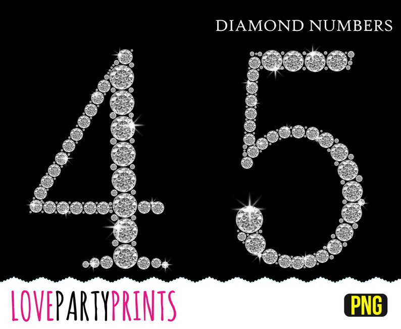 DIAMOND NUMBERS PNG Files Sparkle Numbers Gemstone Numbers - Etsy