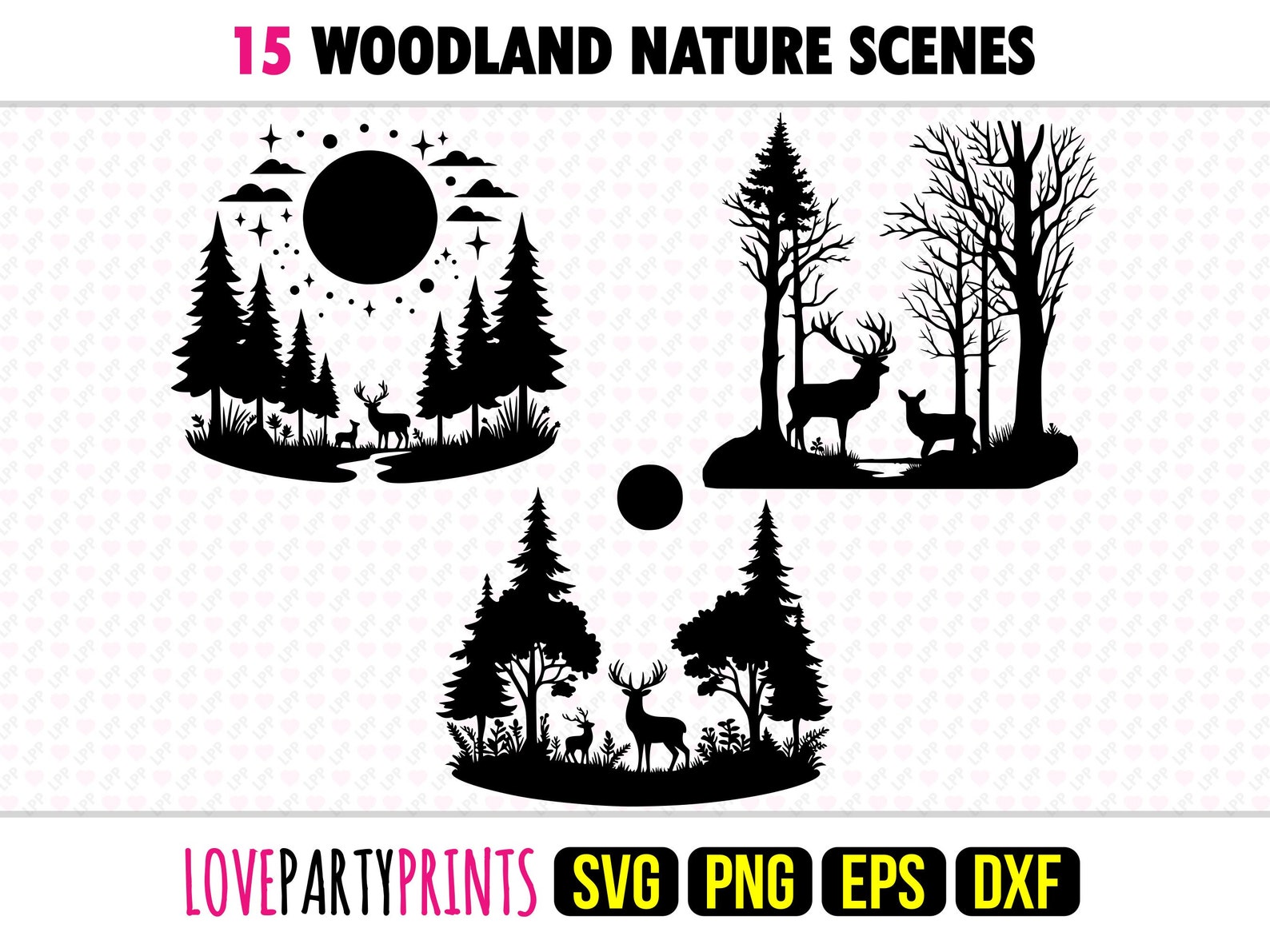 Forest Scene SVG Bundle, PNG, EPS, Dxf, Woodland Scenes, Wood Land ...