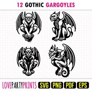 Gothic Gargoyle SVG, PNG, EPS, Pdf, Carved Grotesque, Vector Silhouette ...
