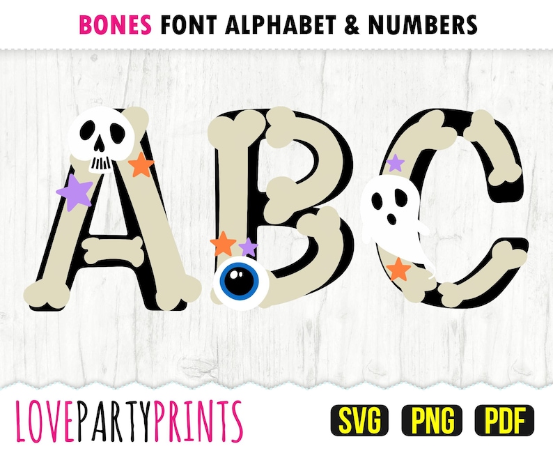 Bones Font Svg Png Pdf Bones Alphabet Bones Numbers Bones - Etsy