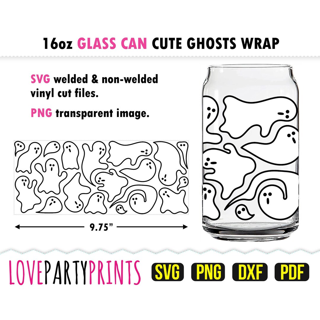 Ghost Can Glass Wrap SVG, DXF, PNG, Pdf, Halloween Glass Can Wrap Svg ...