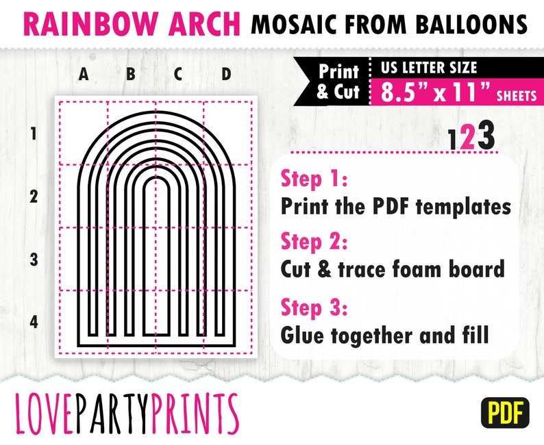 Rainbow Arch Template All Sizes 1ft to 6ft Arch Marquee - Etsy