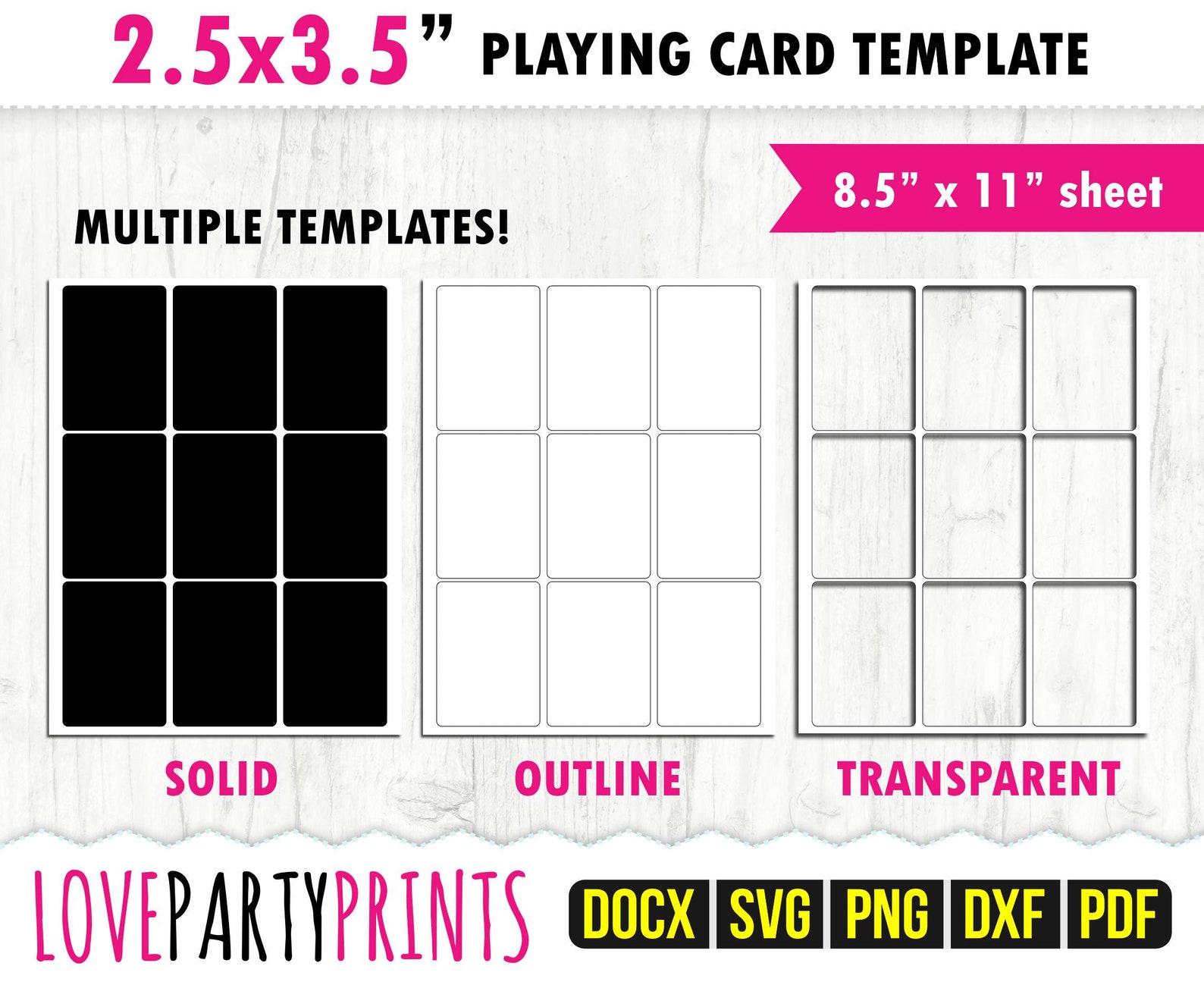 Playing Card Template Svg, Pdf, Png, Dxf, Trading Card Template, 8.5 ...