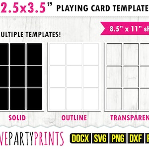Playing Card Template Svg, Pdf, Png, Dxf, Trading Card Template, 8.5 ...