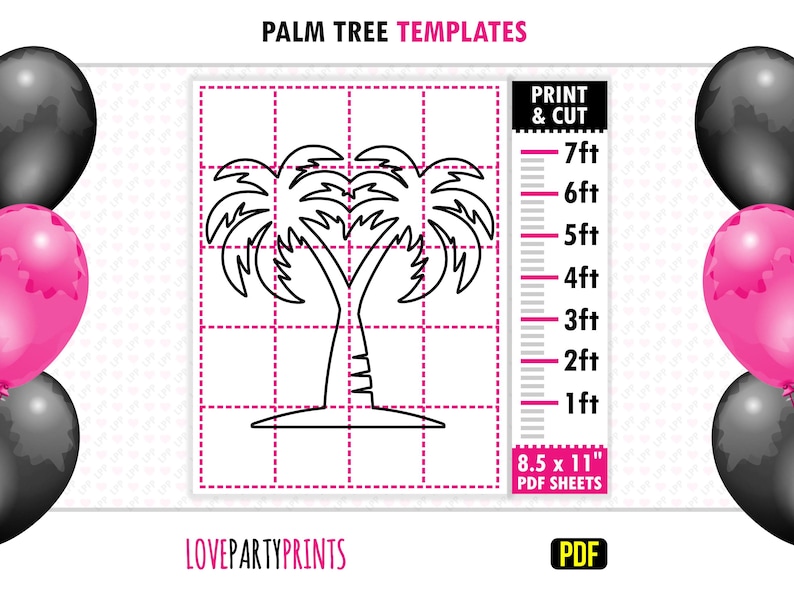 Palm Tree Template PDF, Print and Cut Templates, Giant Life Size ...