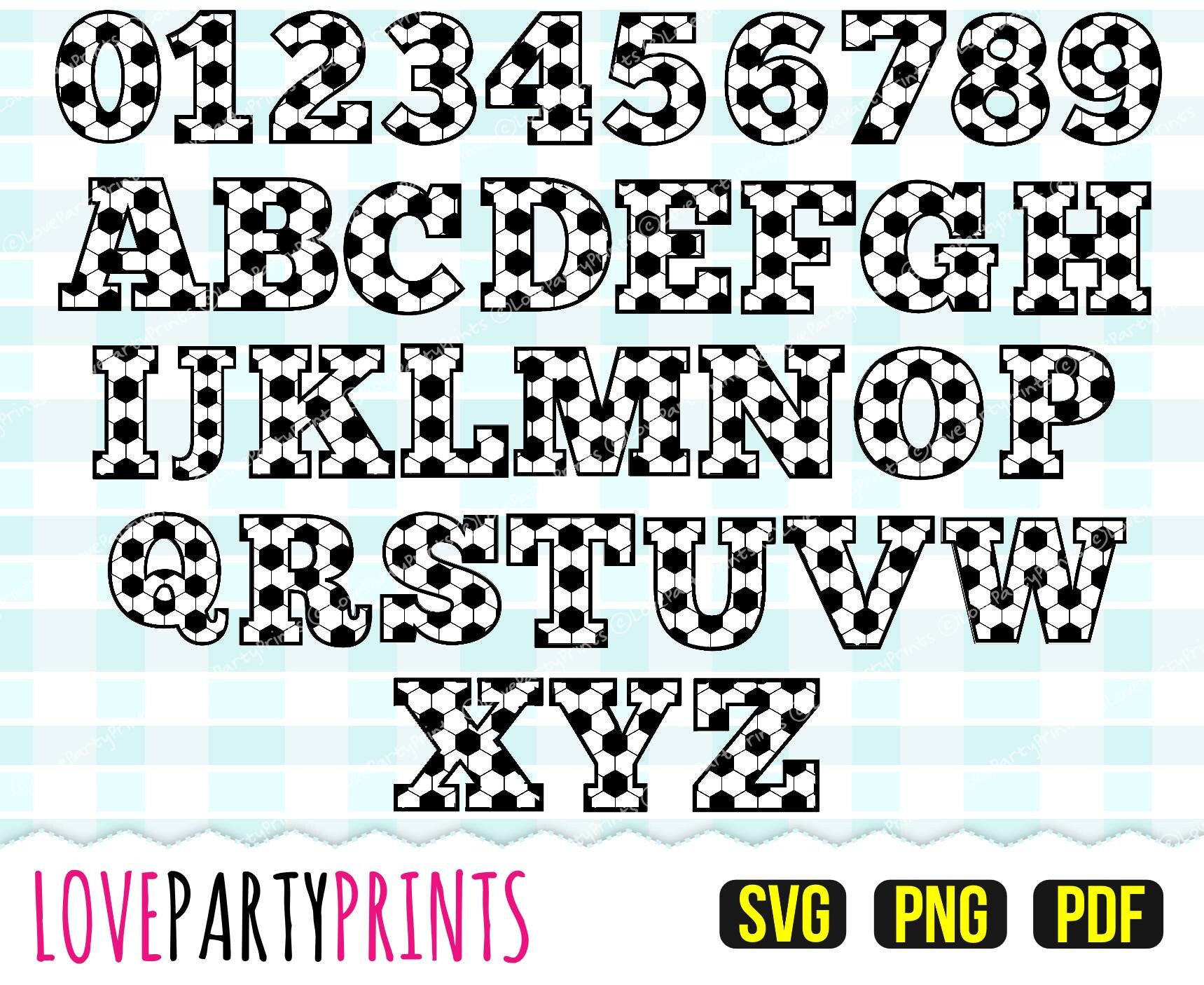 SOCCER ALPHABET and Numbers SVG Png Pdf Files 300dpi High - Etsy