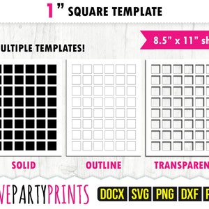 1inch Square Template SVG, PDF, Png, Dxf, Blank Square Template, Ms ...