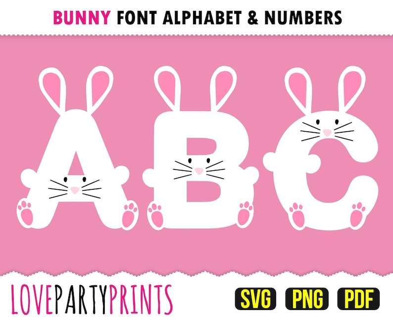 BUNNY FONT SVG and Png Bunny Letters Svg Bunny Numbers Svg - Etsy