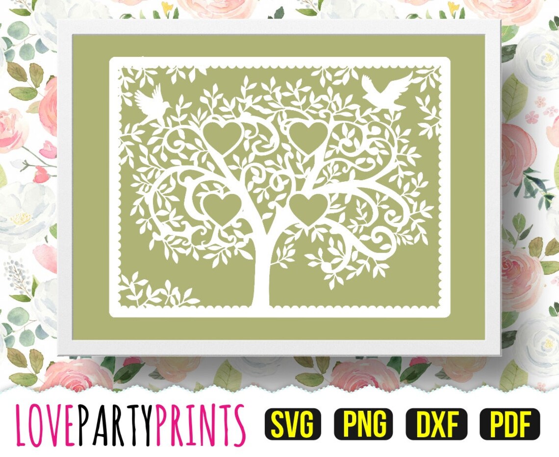 4 Name Family Tree Papercut Template PDF and PNG Clip Art With - Etsy