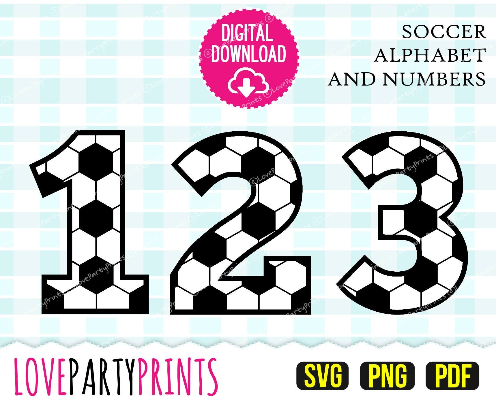 SOCCER ALPHABET and Numbers SVG, Png, Pdf Files, 300dpi High Quality ...
