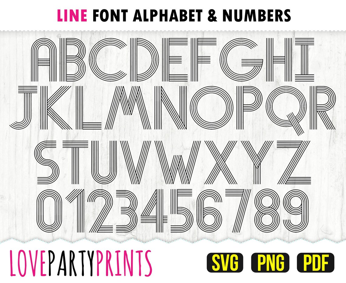 Round Line Font Svg, Png, Pdf, Line Alphabet, Uppercase Letters ...
